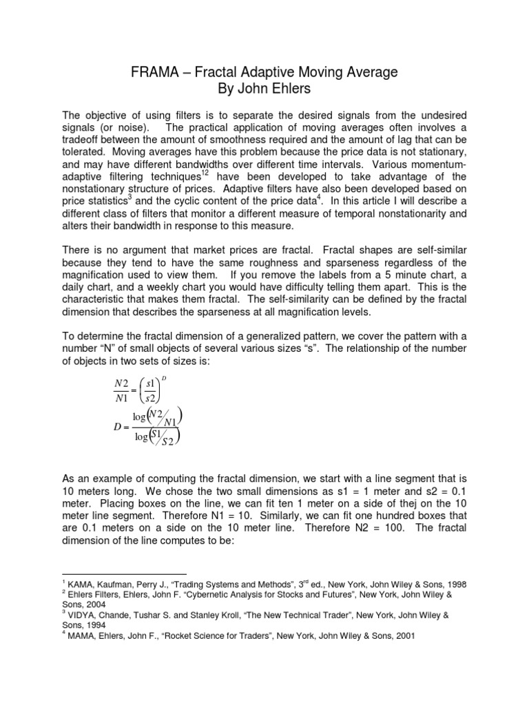FRAMA – Fractal Adaptive Moving Average | PDF | Fractal | Logarithm