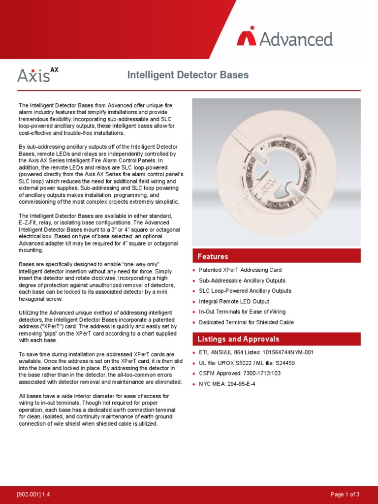 Intelligent Detector Bases Overview | PDF | Relay | Electrical Wiring