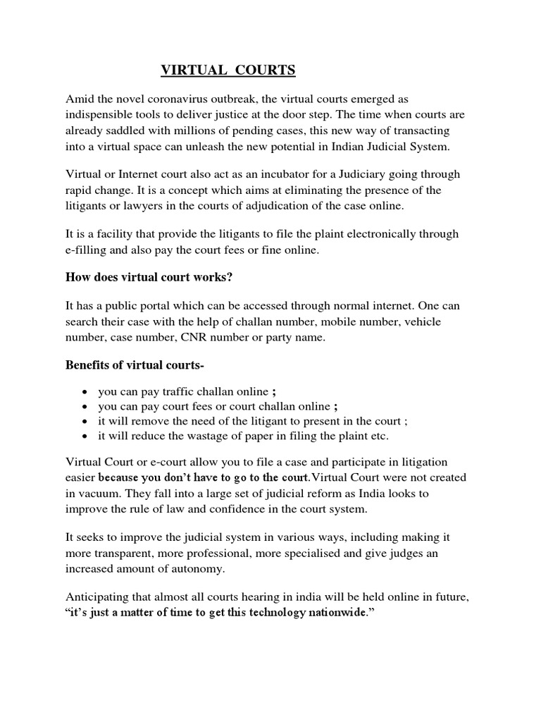 VIRTUAL COURTS - Sheetal Verma | PDF