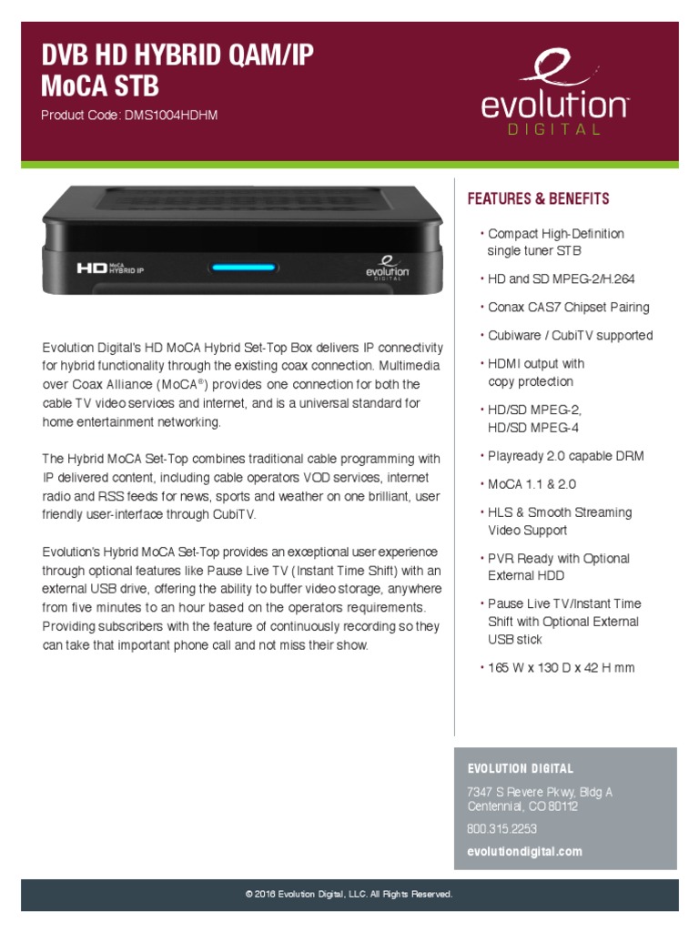 DVB HD Hybrid Qam/Ip Moca STB: Features & Benefits | PDF | Set Top Box ...