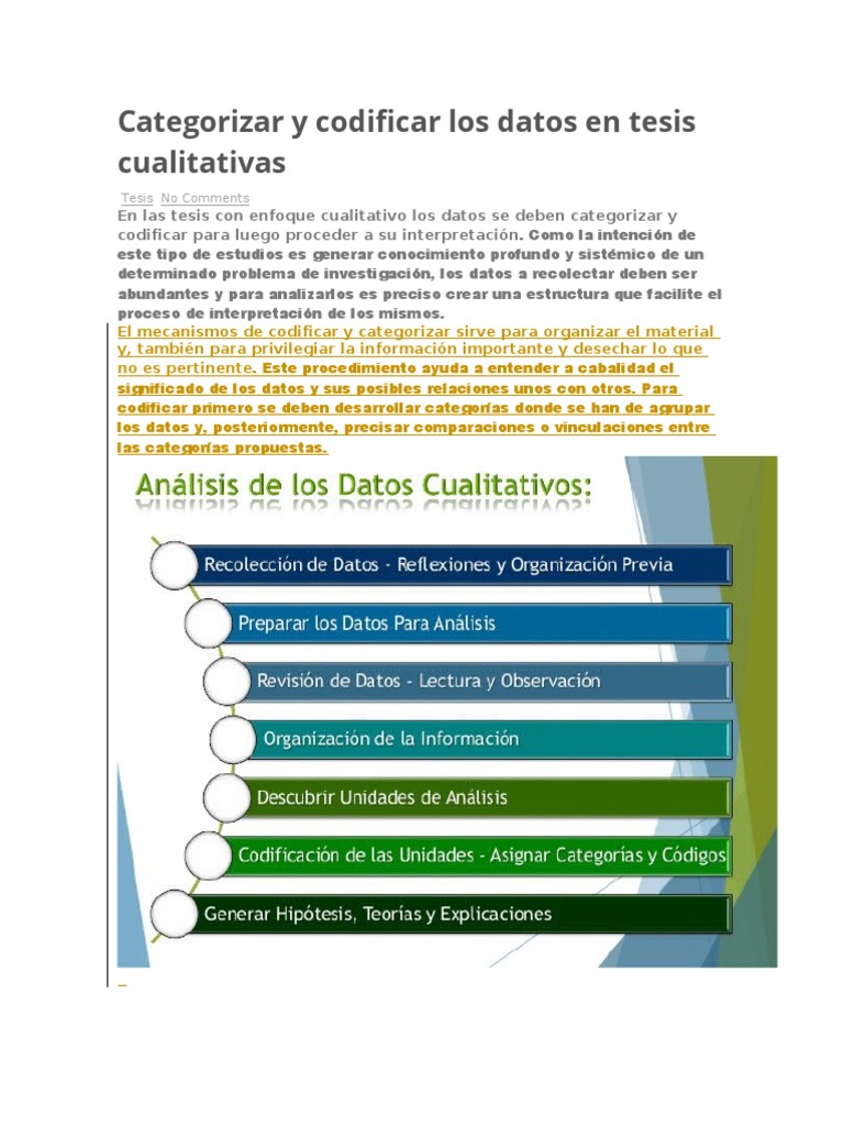 Categorizar y Codificar Los Datos en Tesis Cualitativas | PDF ...