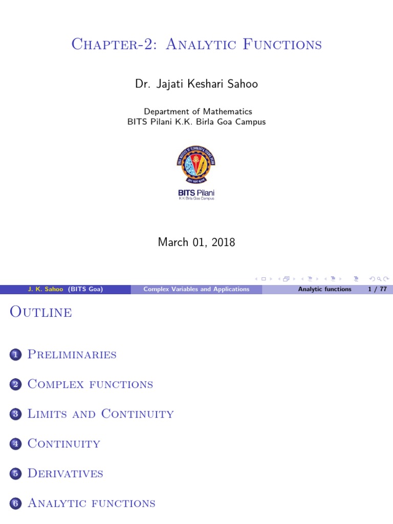 Chapter-2 Analytic Functions | Download Free PDF | Complex Analysis | Complex Number