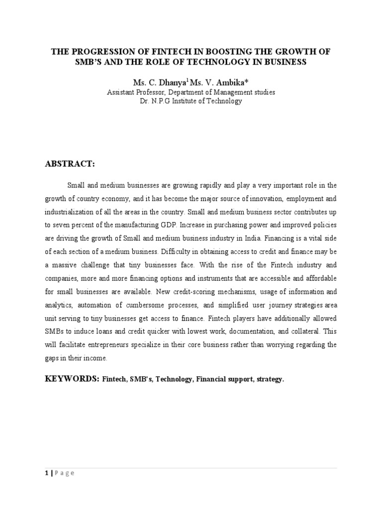 Fintech Paper | PDF | Financial Technology | Finance & Money Management