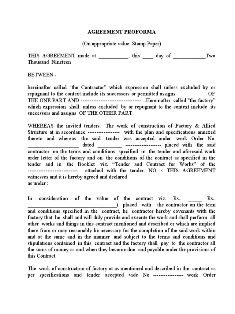 Agreement Proforma | PDF | Contractual Term | Civil Law (Legal System)