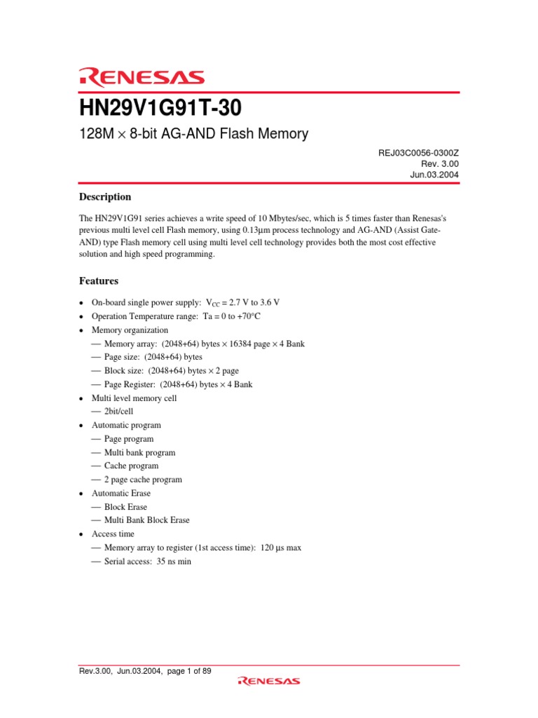 hn29v1g91t30 NAND | PDF | Flash Memory | Input/Output