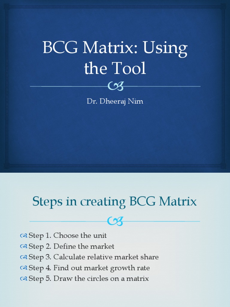 BCG Matrix: Using The Tool: Dr. Dheeraj Nim | PDF