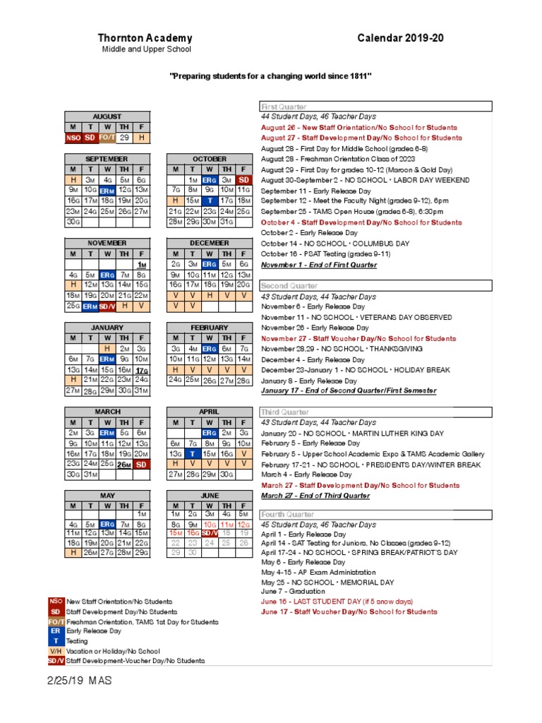 SY19 20calendar | Download Free PDF | Holidays | Educational Institutions