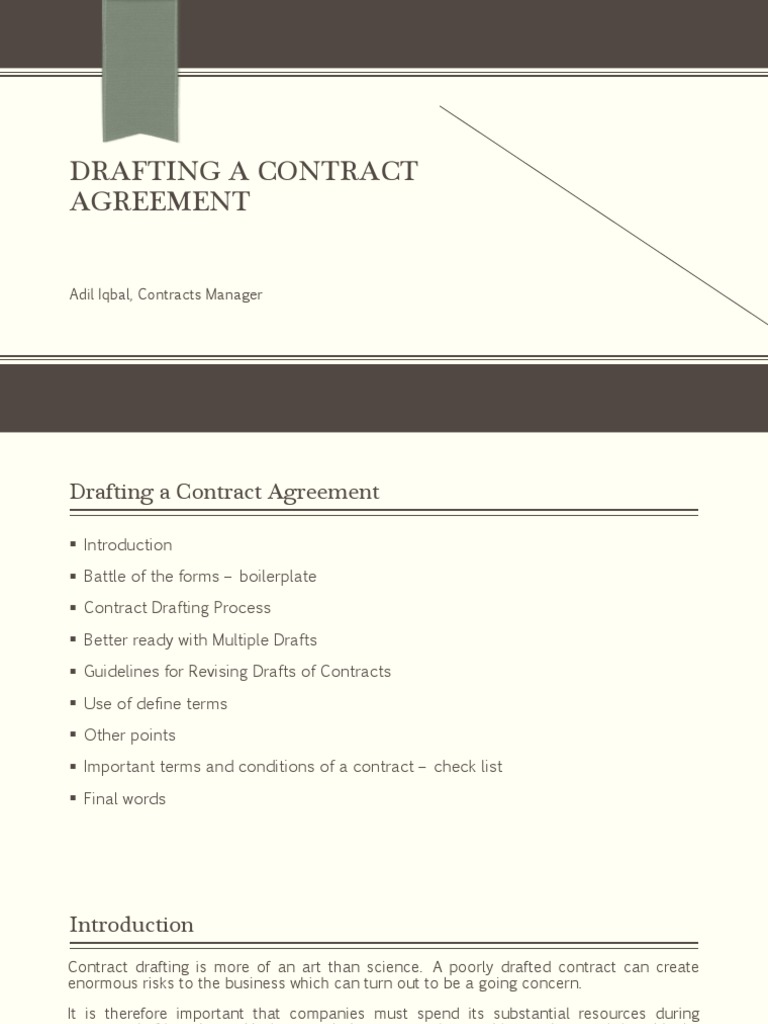 Drafting A Contract Agreement | PDF | Offer And Acceptance ...