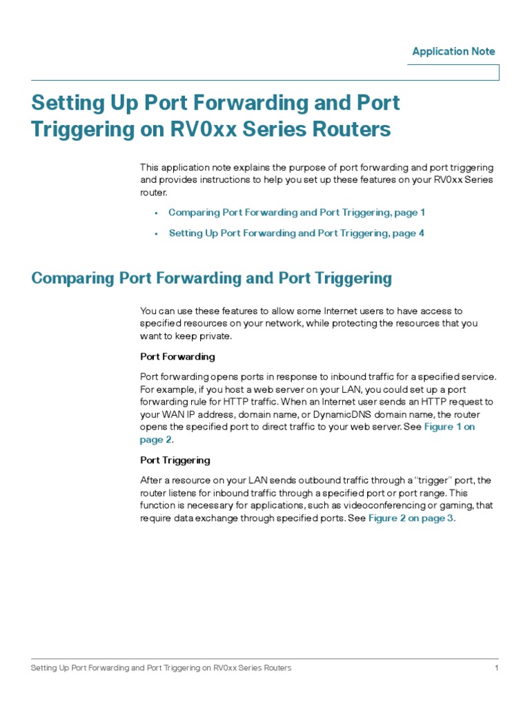 Setting Up Port Forwarding and Port Triggering On RV0xx Series Routers | PDF | Port (Computer ...