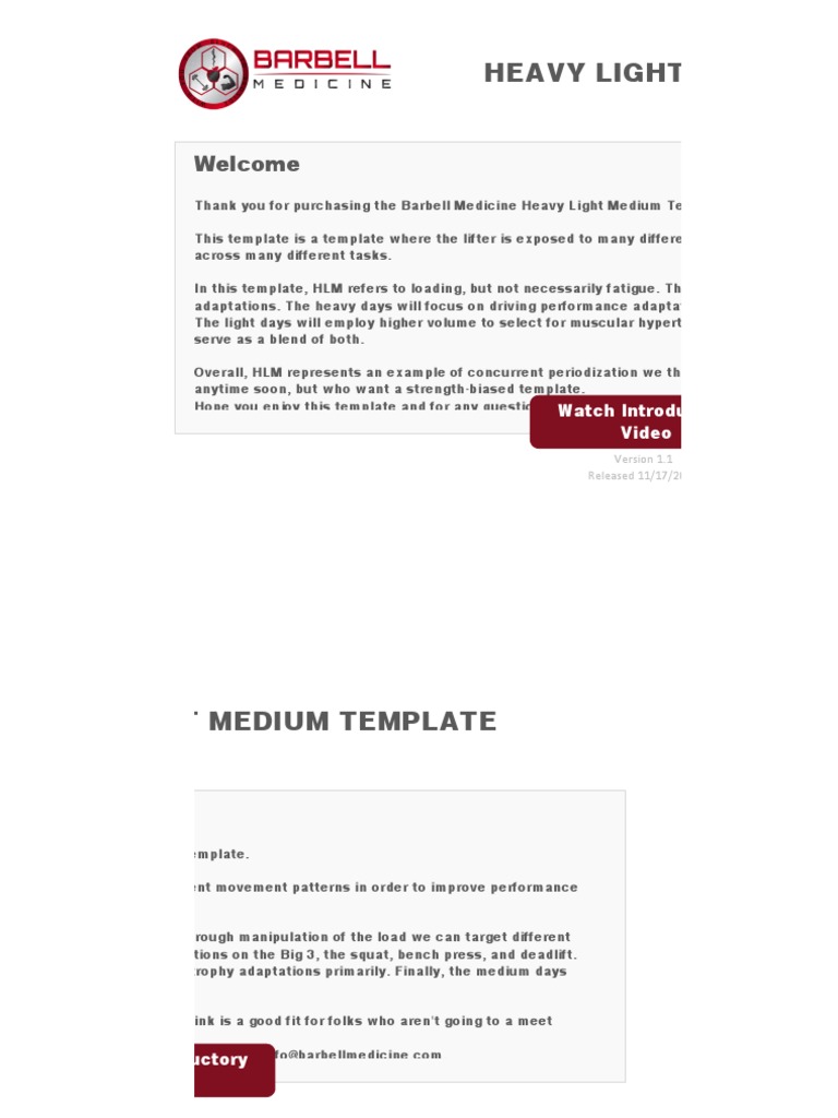 Heavy Light Medium Template: Welcome | PDF | Pound (Mass) | Recreation