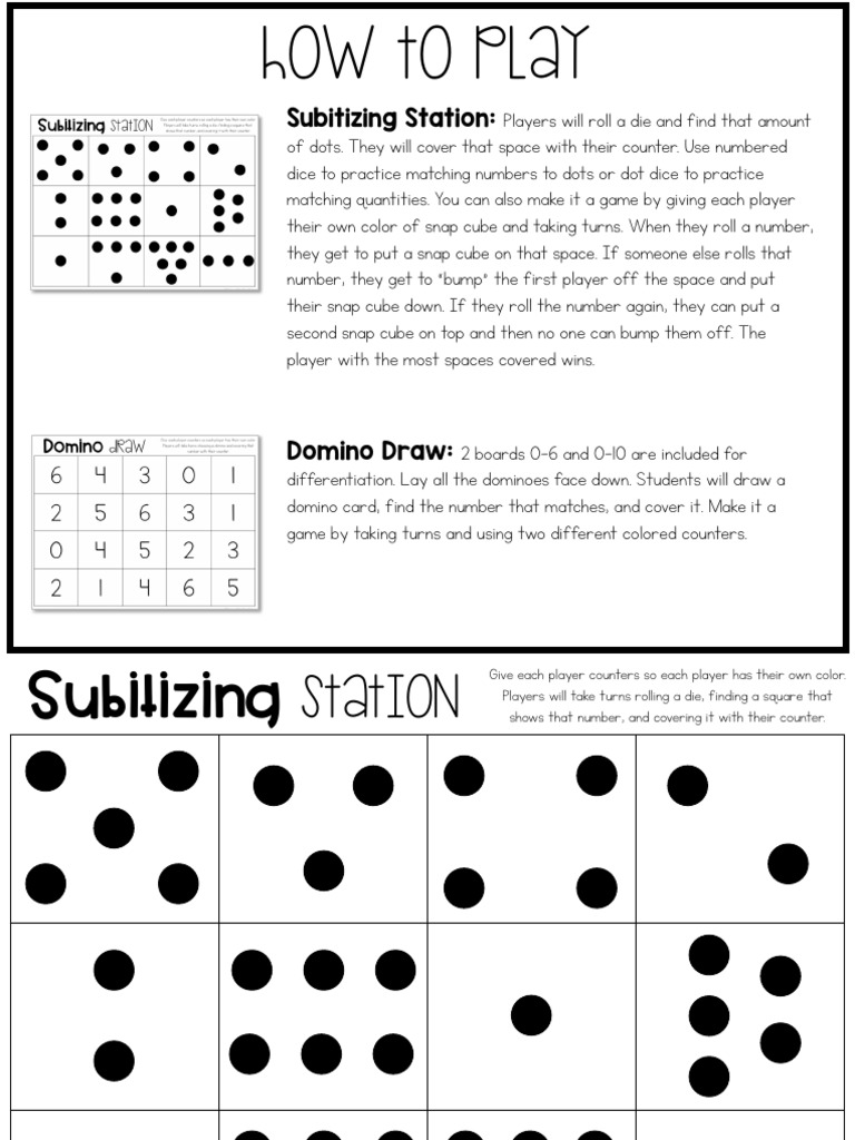 Subitizing Freebie | PDF | Gaming | Tabletop Games