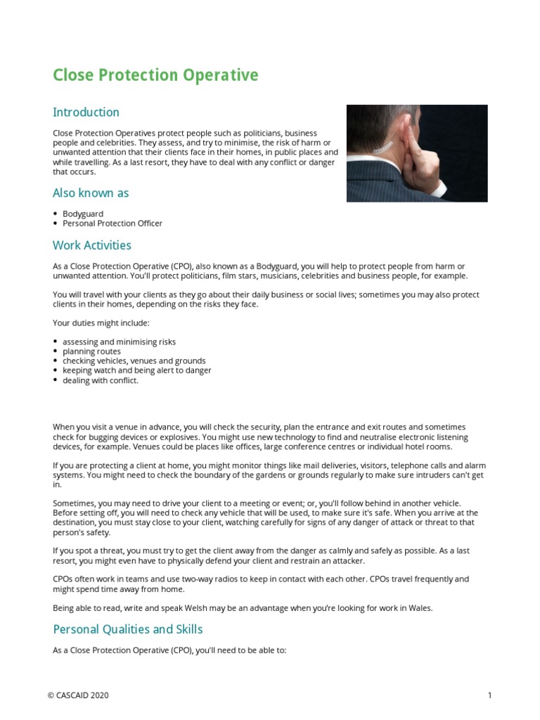 Close Protection Operative PDF | PDF | Bodyguard | Criminal Record
