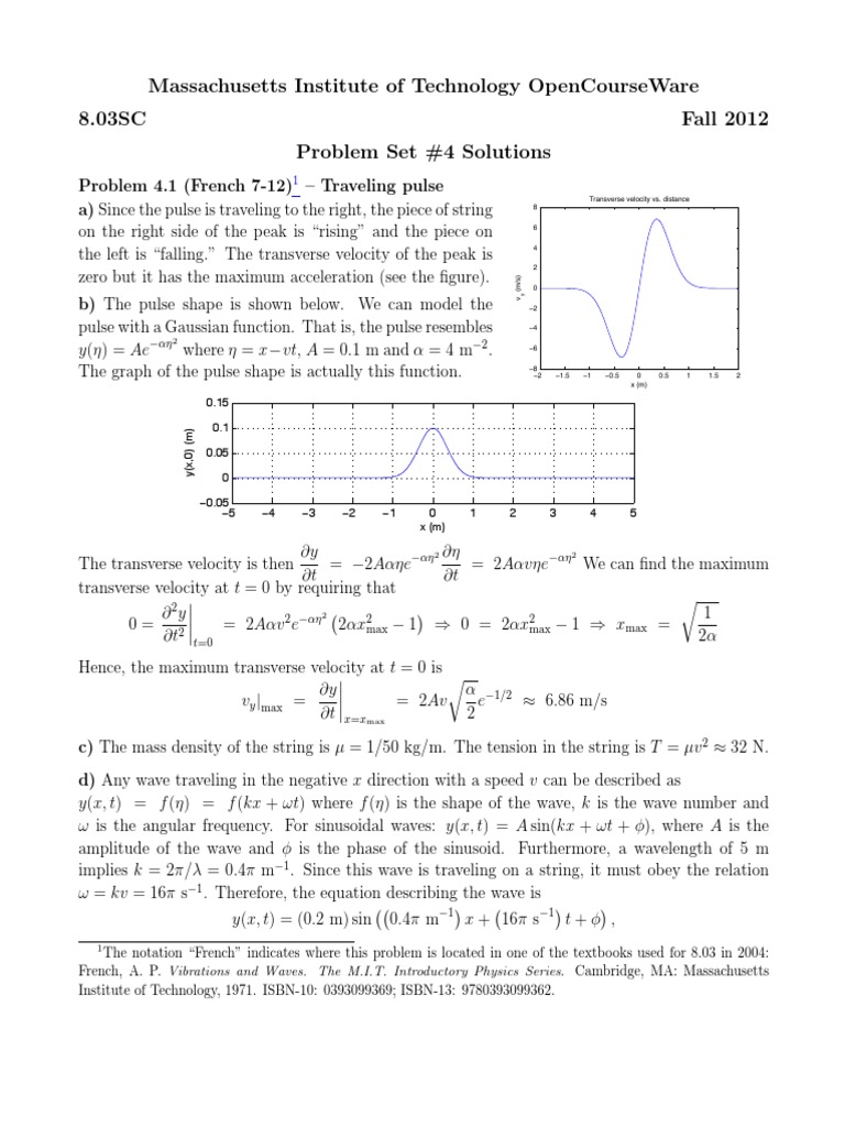 Massachusetts Institute of Technology Opencourseware 8.03Sc Fall 2012 Problem Set #4 Solutions ...