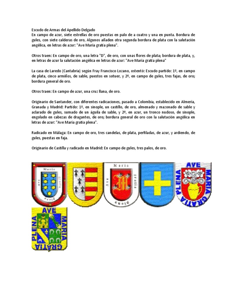 Escudos de Armas de la Familia Delgado | PDF