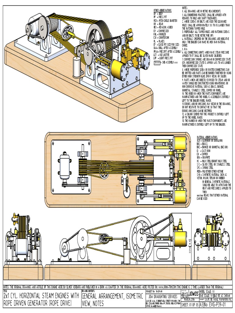 General Arrangement, Isometric 2X1 Cyl. Horizontal Steam Engines With ...