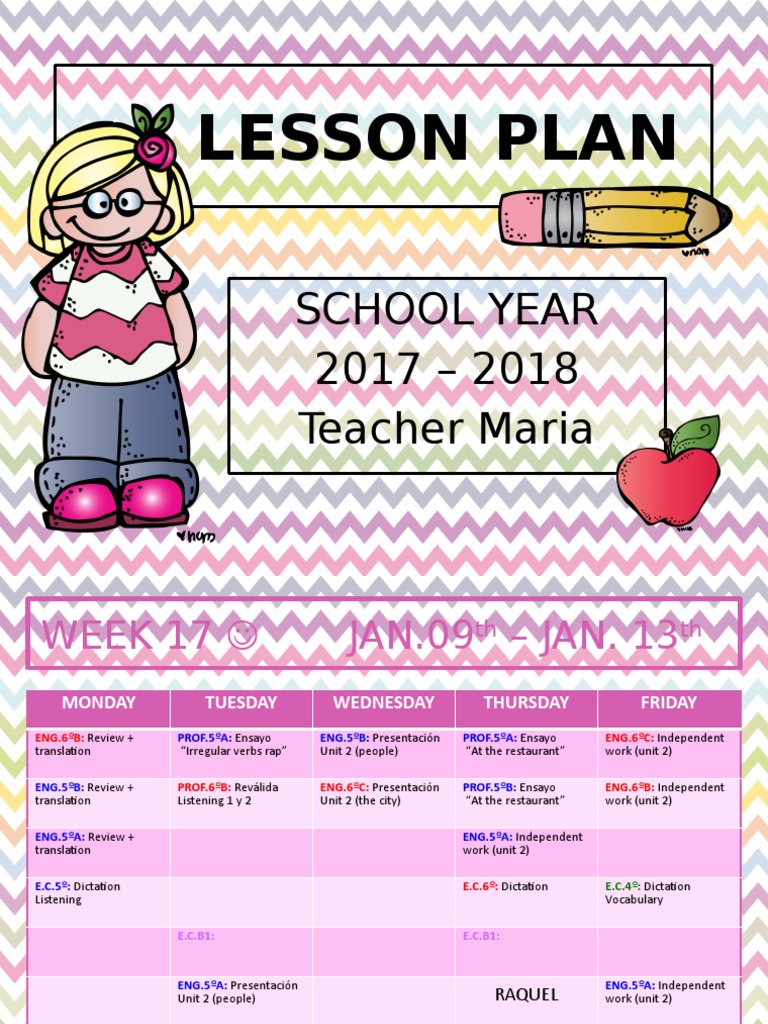 Lesson Plan: School Year 2017 - 2018 Teacher Maria | PDF | English ...