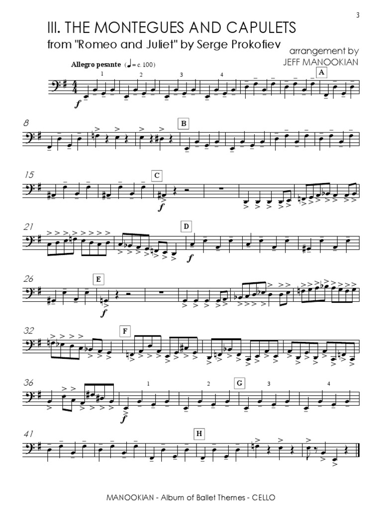 The Montegues and Capulets Cello | PDF | Characters In Romeo And Juliet ...