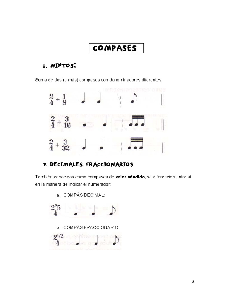 COMPASES | PDF | Fracción (Matemáticas) | Notación musical
