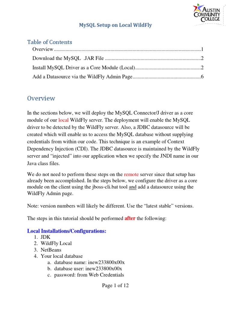 Mysql In Wildfly Setup Local Pdf My Sql Databases