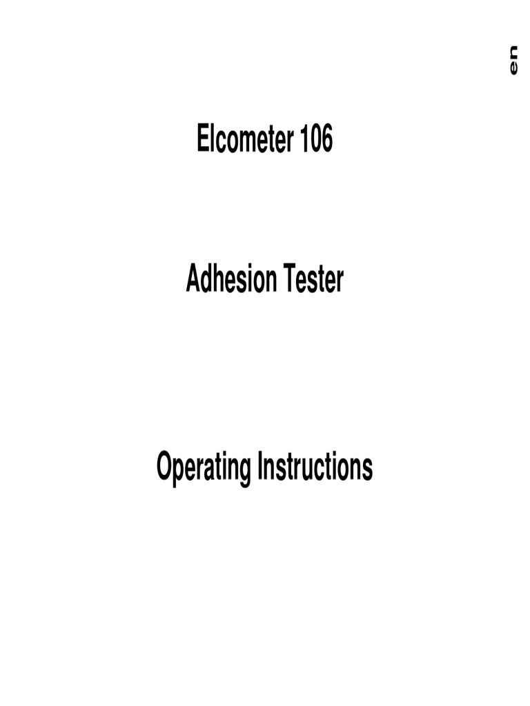 Elcometer 106 Adhesion Tester Instruction Manual | PDF | Adhesive | Epoxy