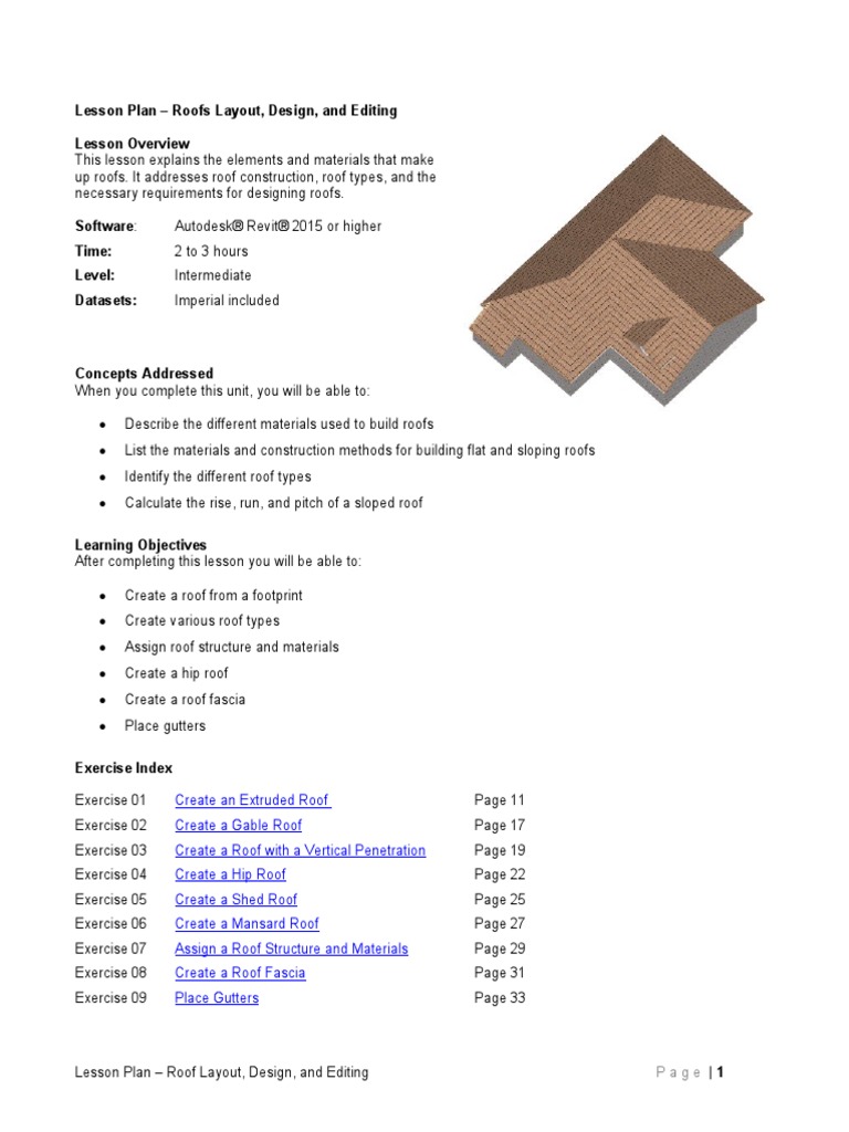 Lesson Plan - Roofs Layout, Design, and Editing Lesson Overview | PDF ...