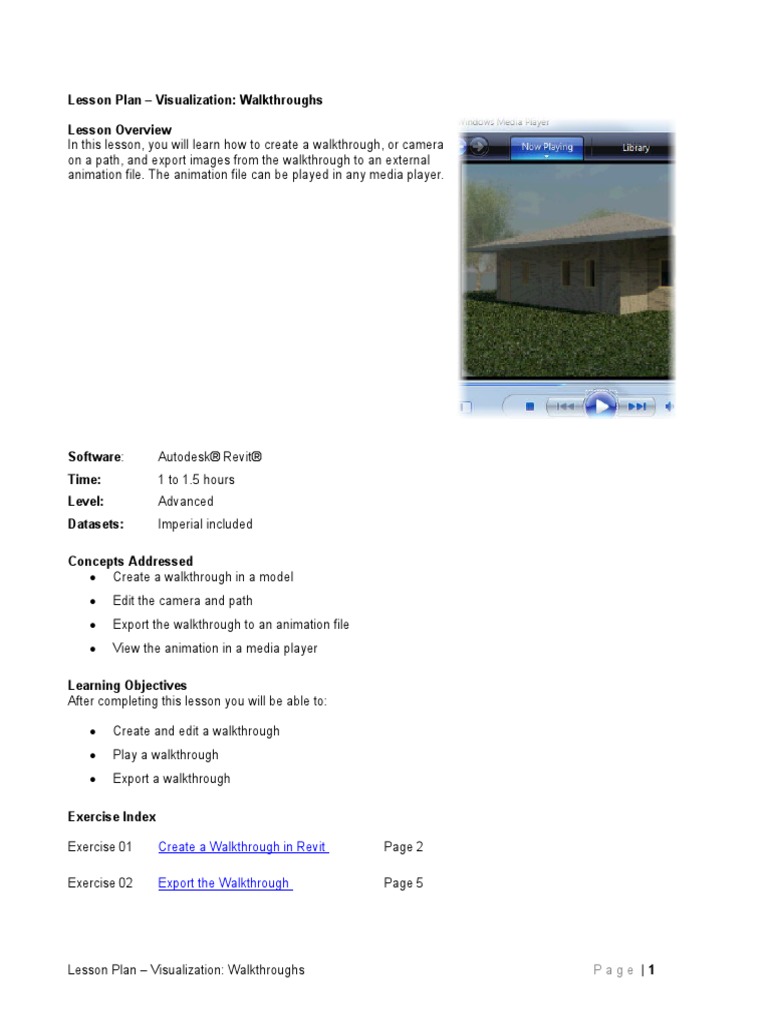 Lesson Plan - Visualization: Walkthroughs Lesson Overview: Create A ...