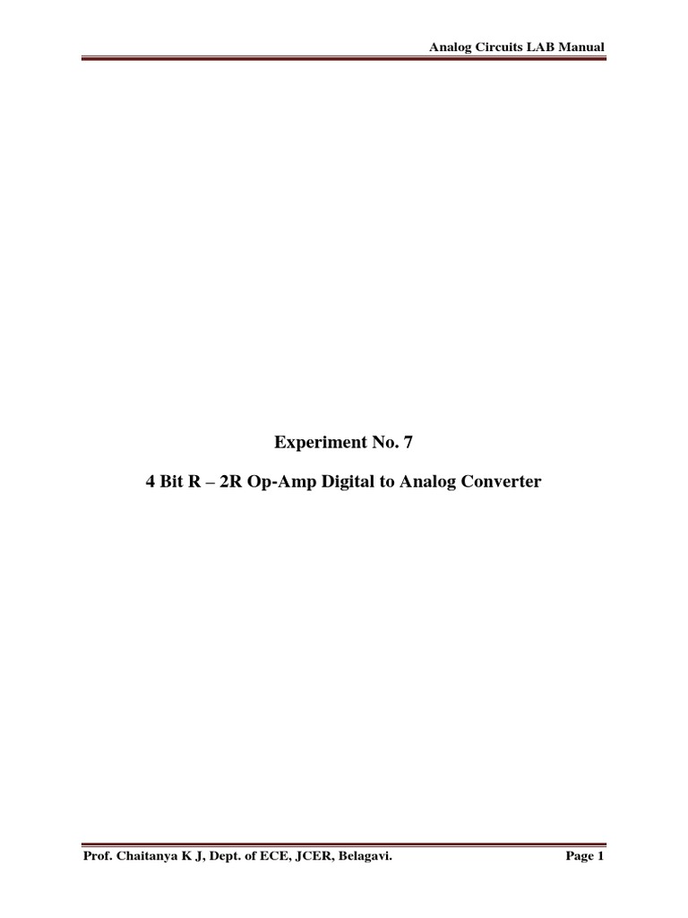 Expt. No. 7 | PDF | Operational Amplifier | Digital To Analog Converter