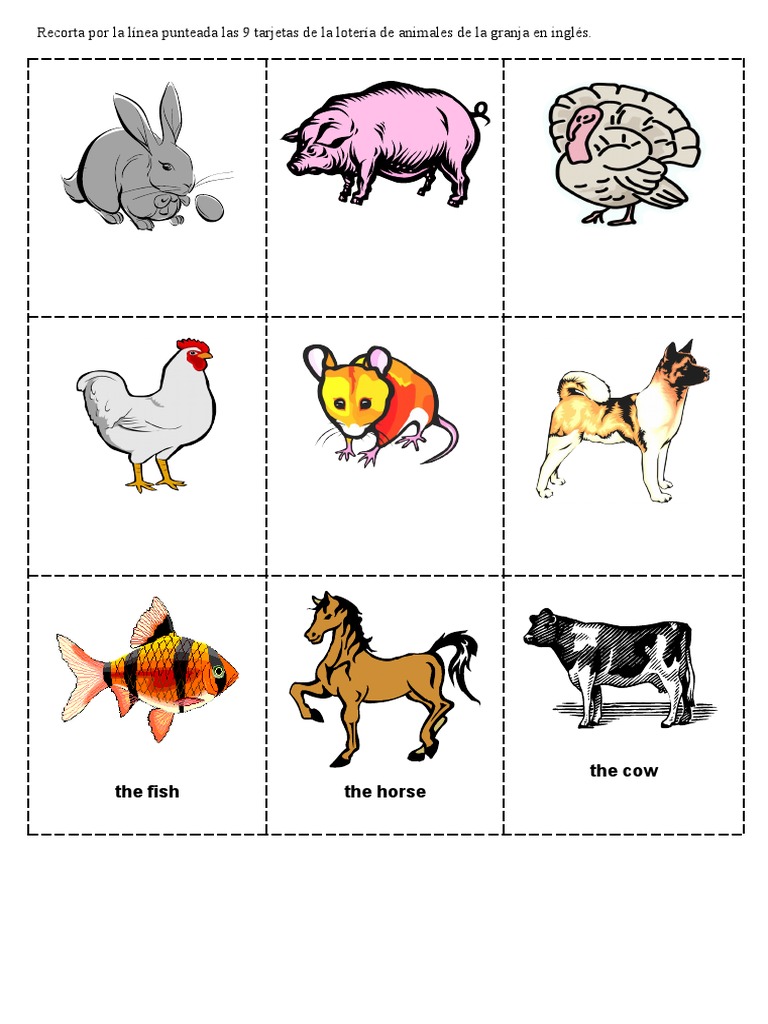 Loteria de Animales Granja Ok | PDF | Bovidae | Cosmopolitan Animals