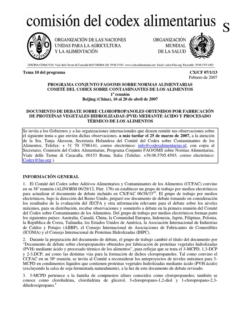 Comision Del Codex Alimentario Sobre 3mcpd PDF | PDF | Glicerol | Panes