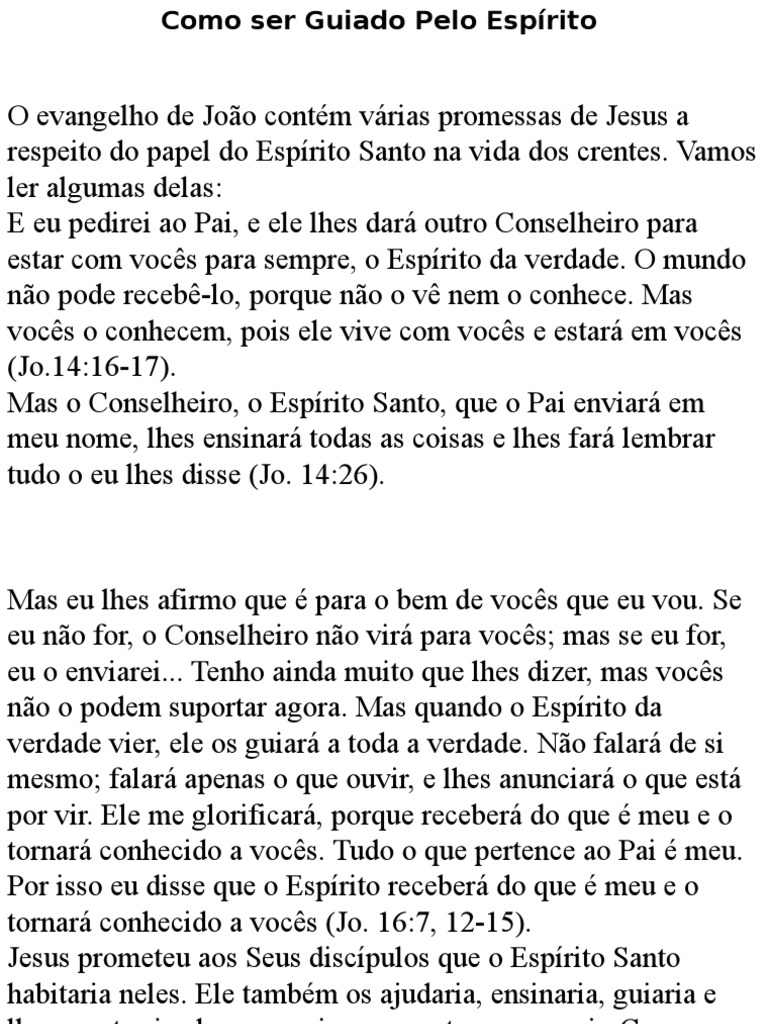 Como Ser Guiado Pelo Espírito | PDF | Apóstolo Paulo | Espírito Santo (religião)