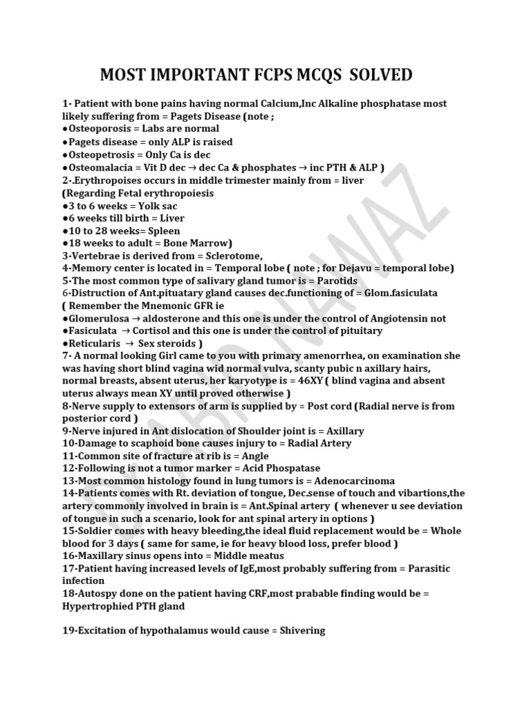 Most Important Fcps Mcqs Solved: 6-Distruction of Ant - Pituatary Gland ...