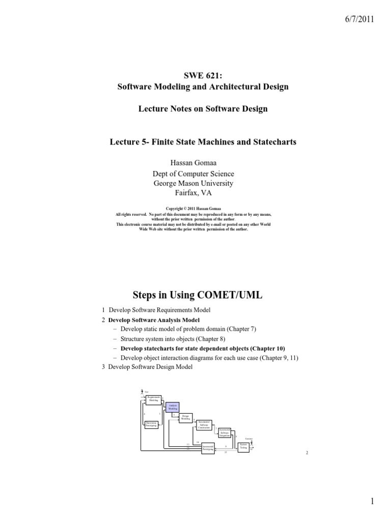 SWE 621: Software Modeling and Architectural Design Lecture Notes On ...