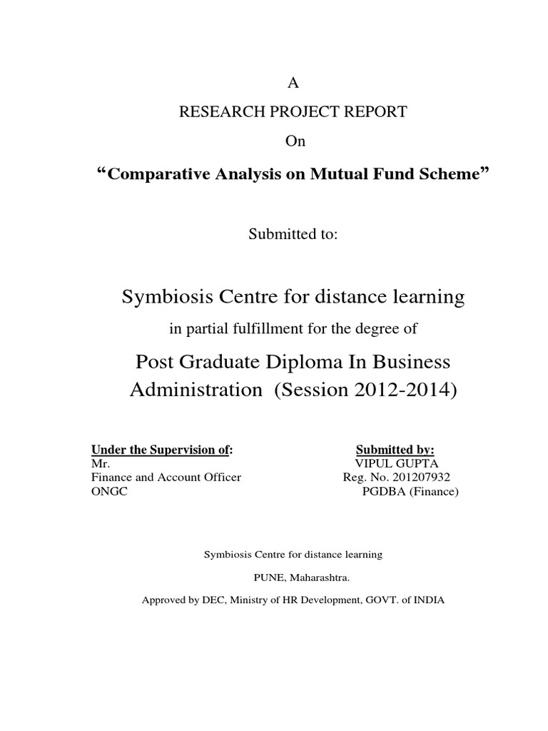 Symbiosis Mba Project Report PDF | PDF | Investment Fund | Beta (Finance)