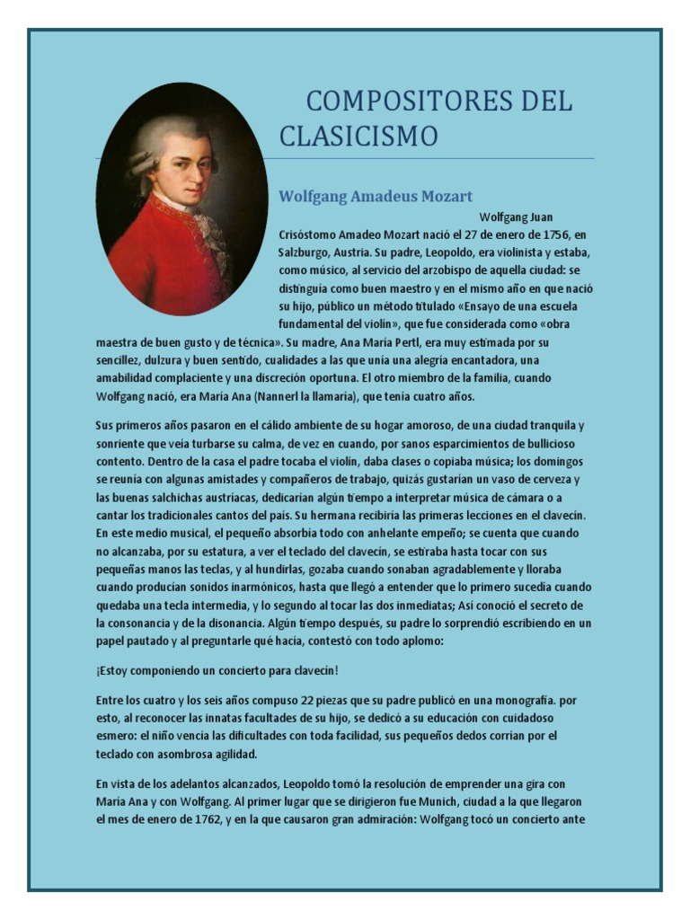Compositores Del Clasicismo | PDF | Ludwig Van Beethoven | Wolfgang Amadeus Mozart
