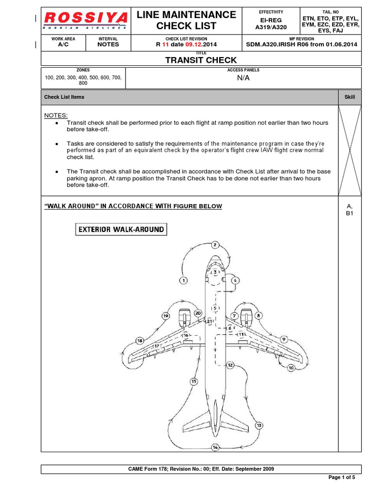 Line Maintenance Check List | PDF | Landing Gear | Valve