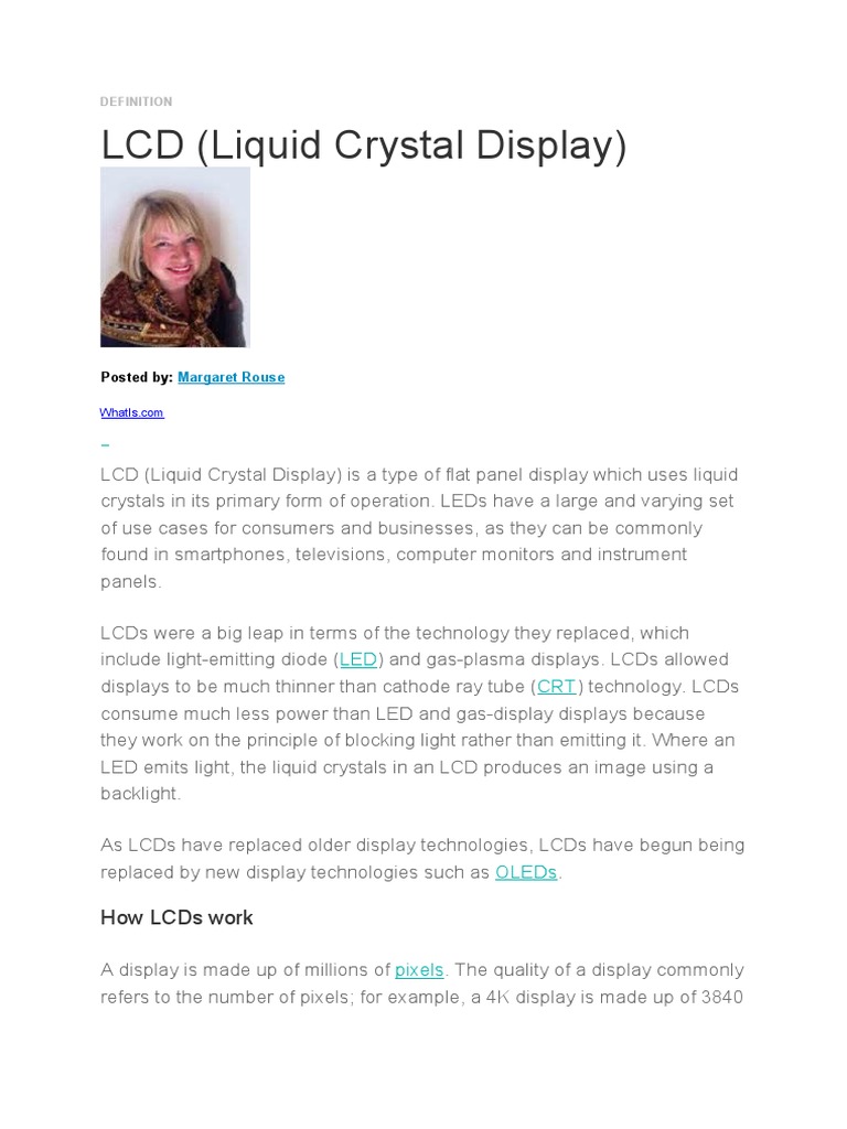 LCD (Liquid Crystal Display) : How Lcds Work | PDF | Liquid Crystal ...