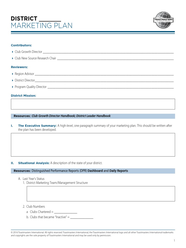District Marketing Plan Template PDF | PDF | Market Analysis | Swot ...