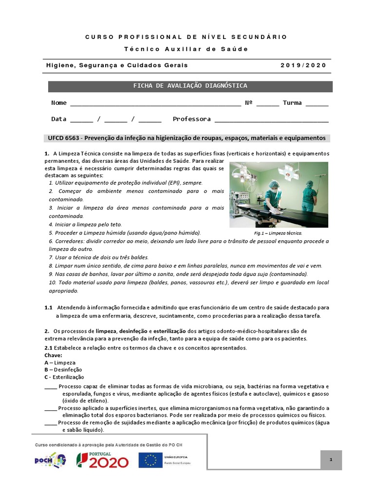 Teste Diagnóstico - Ufcd 6563 | PDF | Esterilização (Microbiologia ...