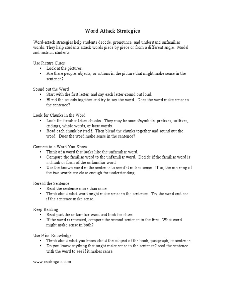 Effective Word Attack Strategies | PDF | Language Arts & Discipline ...