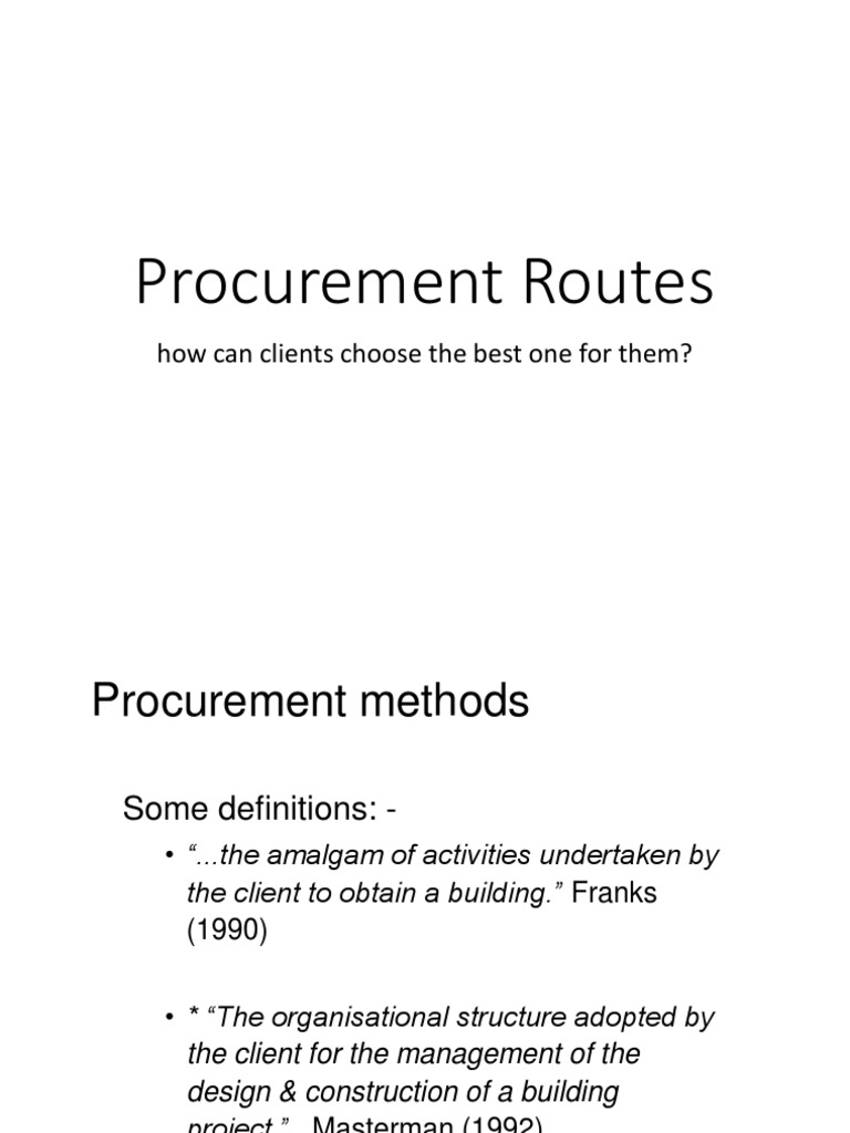 Procurement Routes | PDF | Procurement | Risk