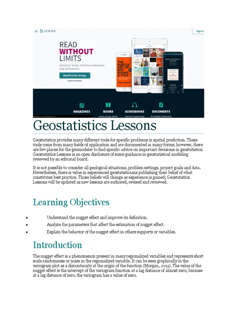 Geostatistics Lessons: Learning Objectives | PDF