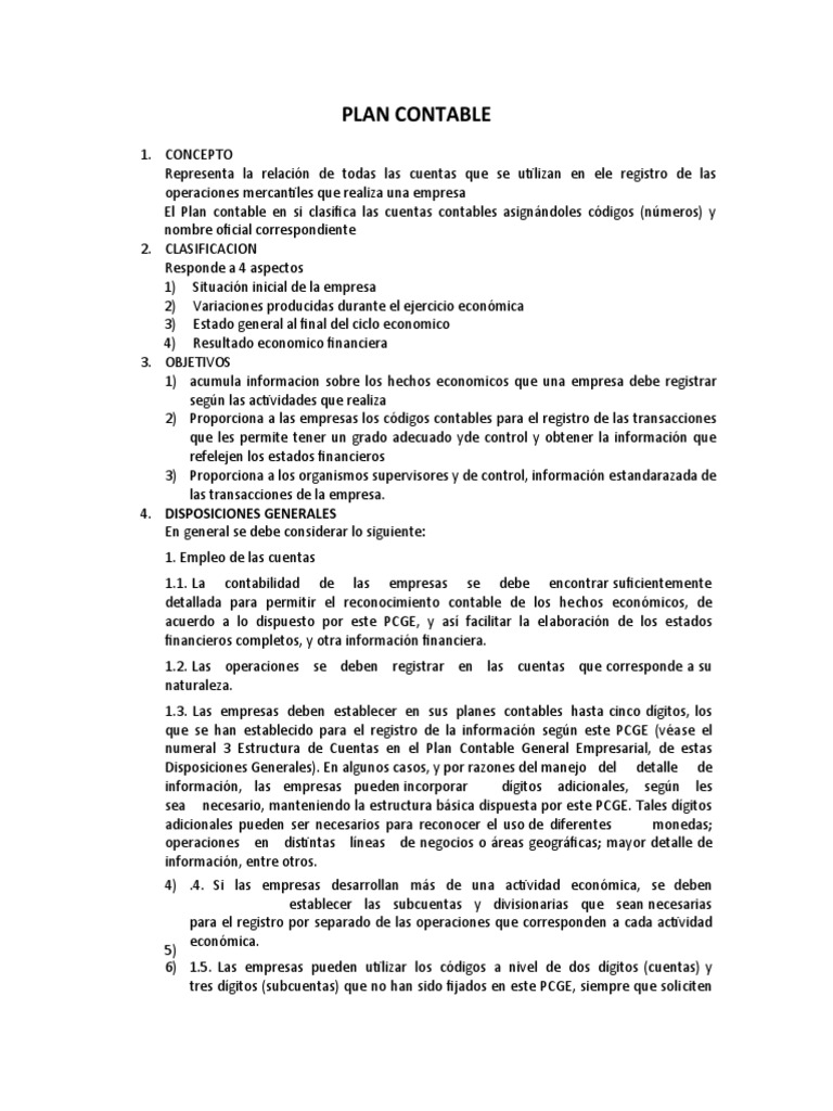 Plan Contable | PDF | Contabilidad | Devengo