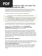 The Maternity Benefit Act FORM 1 | PDF