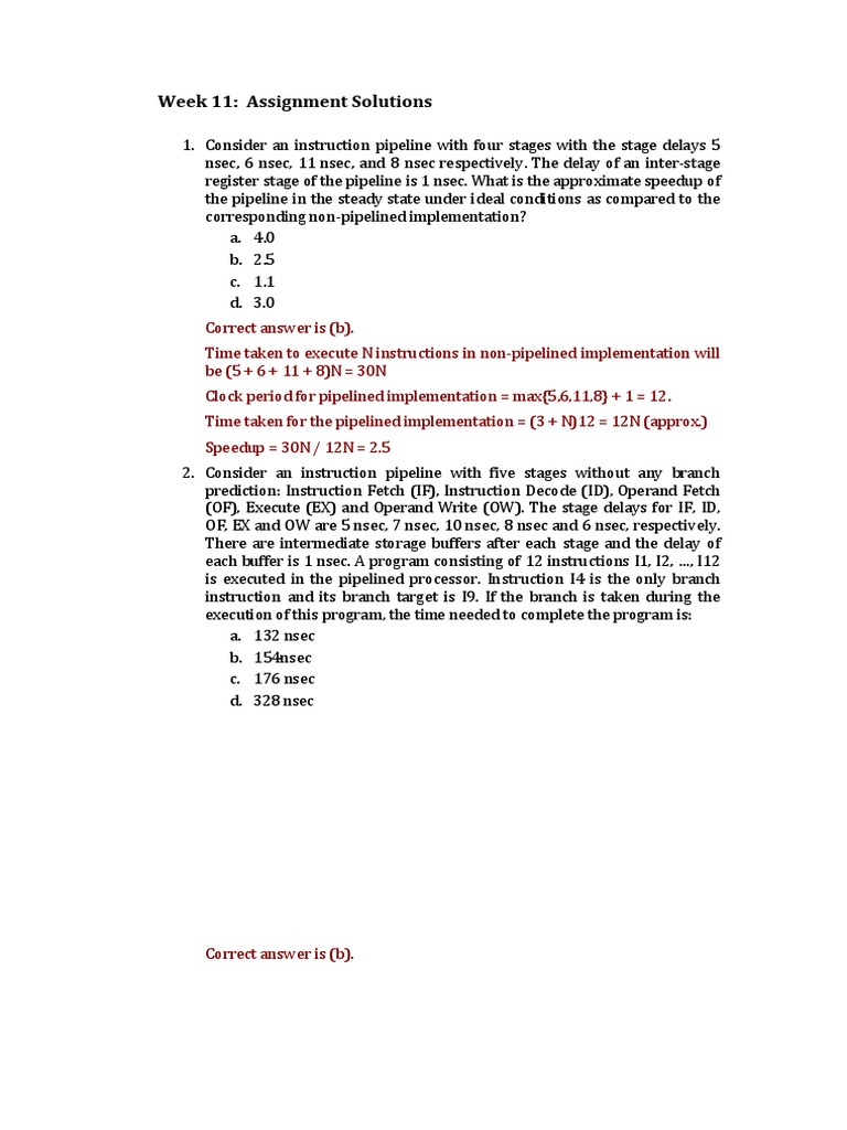 Assignment Solution Week11 | PDF | Digital Electronics | Electronics