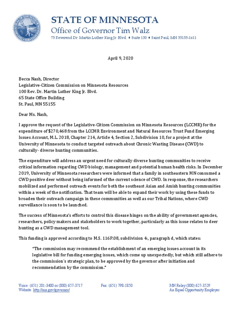 LCCMR Letter | PDF | Minnesota | Public Sphere