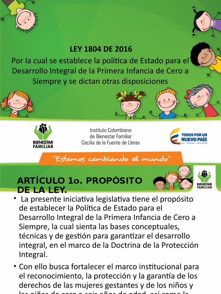 Ley 1804 | PDF | Educación de la primera infancia | Aprendizaje