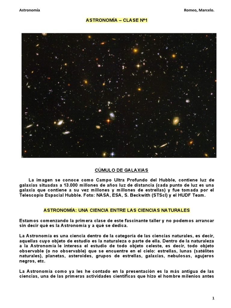 Clase 1 - Astronomía | PDF | Astronomía | Galaxia