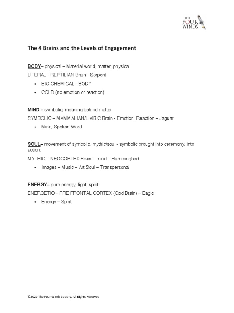 Understanding the 4 Brains and Engagement Levels | PDF