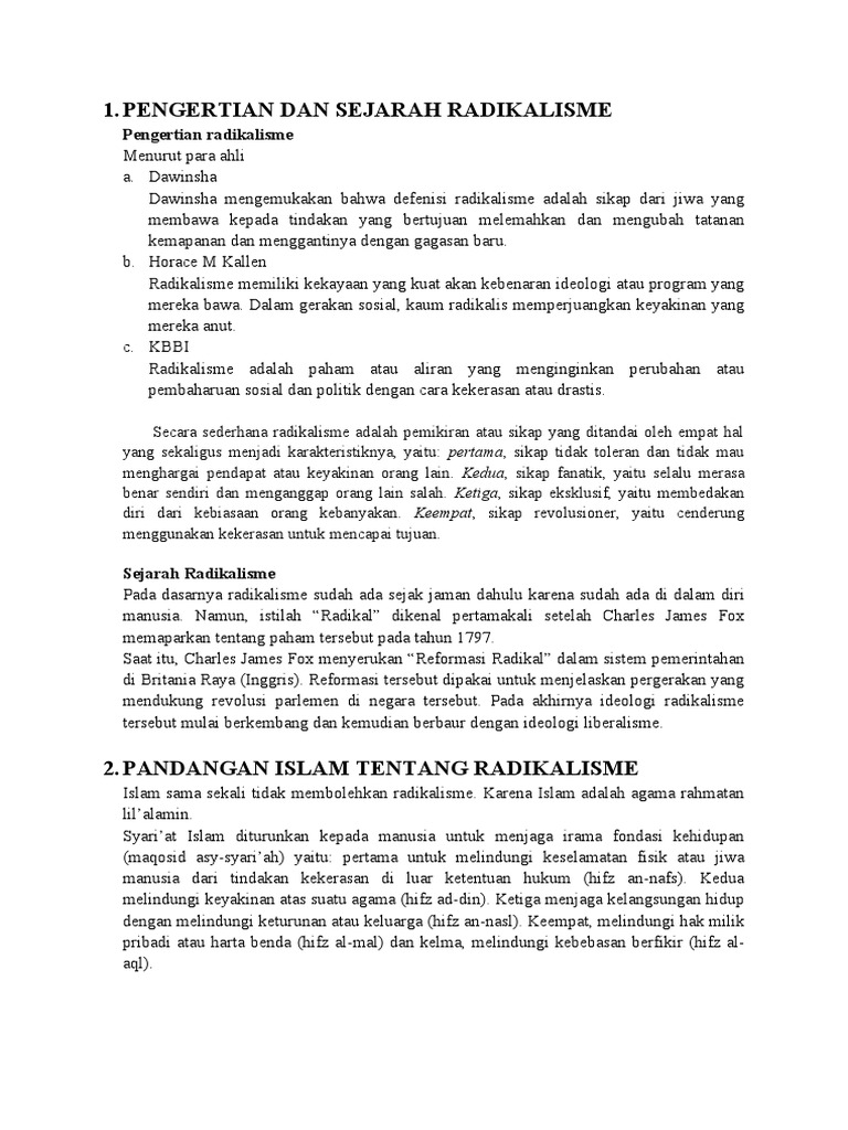 Pengertian Dan Sejarah Radikalisme | PDF