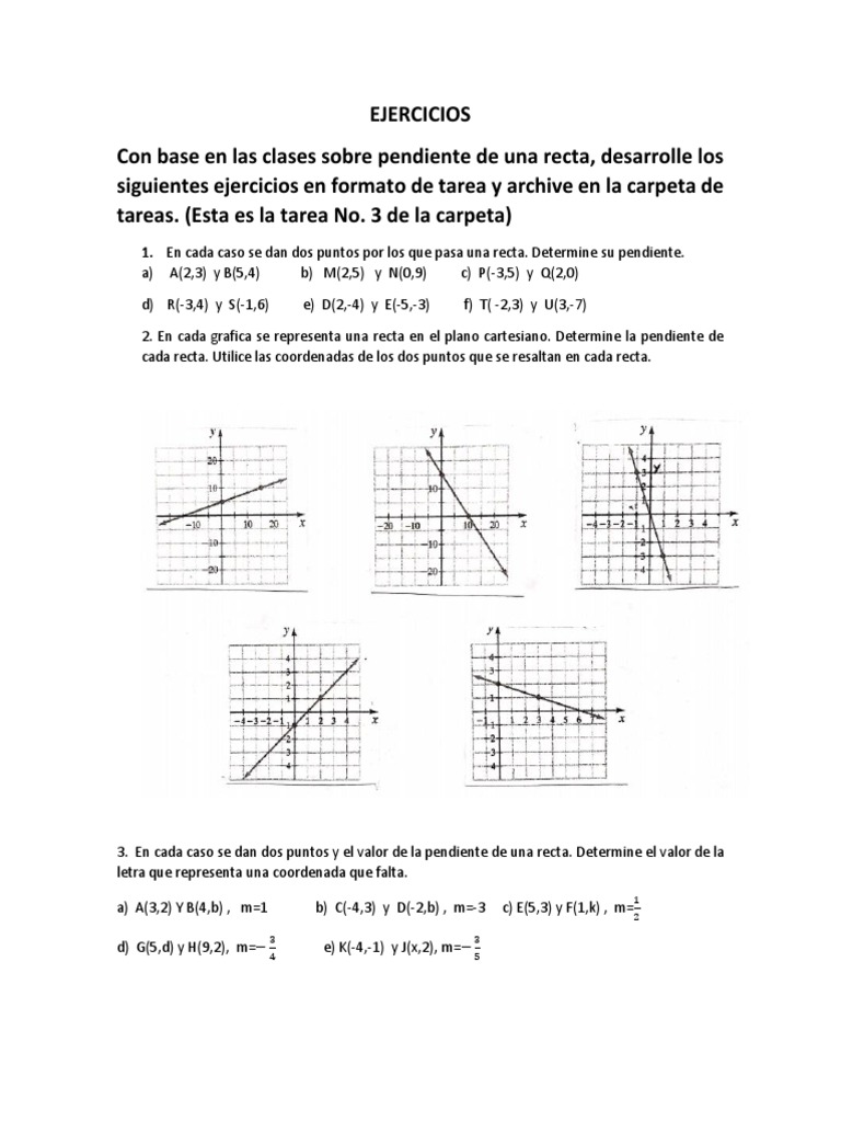 Taller Pendiente de Una Recta | PDF